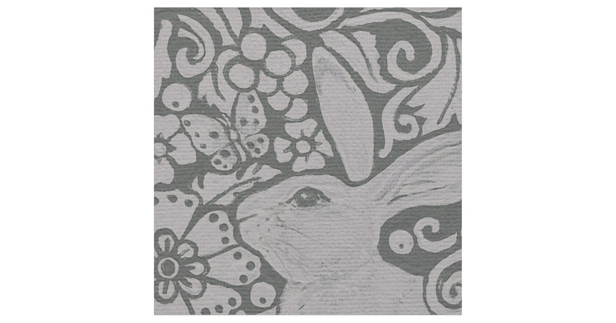 Gray Rabbit Fabric Exclusive Original Design Art | Zazzle