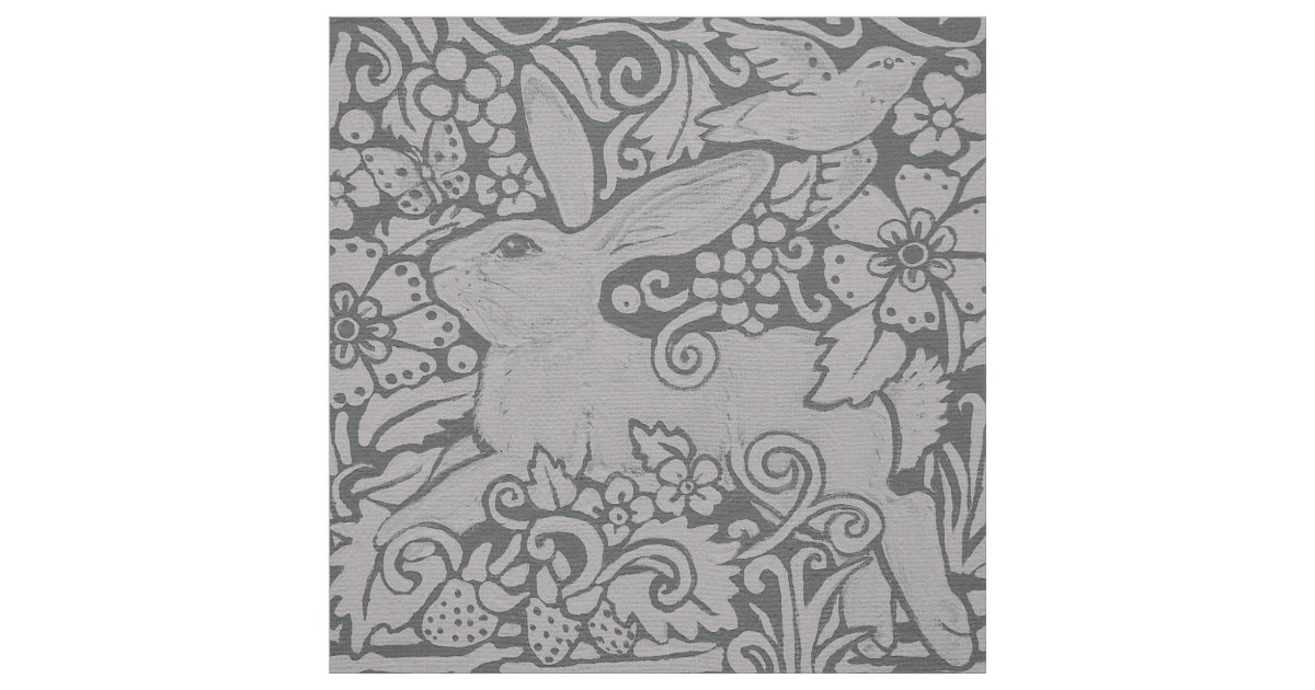 Gray Rabbit Fabric Exclusive Original Design Art | Zazzle