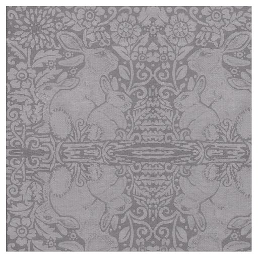 Gray Rabbit Family Designer Tiled Fabric for Decor | Zazzle