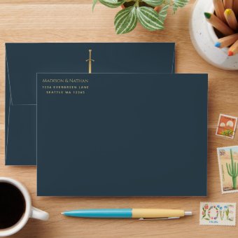 Gray Royal Medieval Gold Sword Wedding Envelope | Zazzle