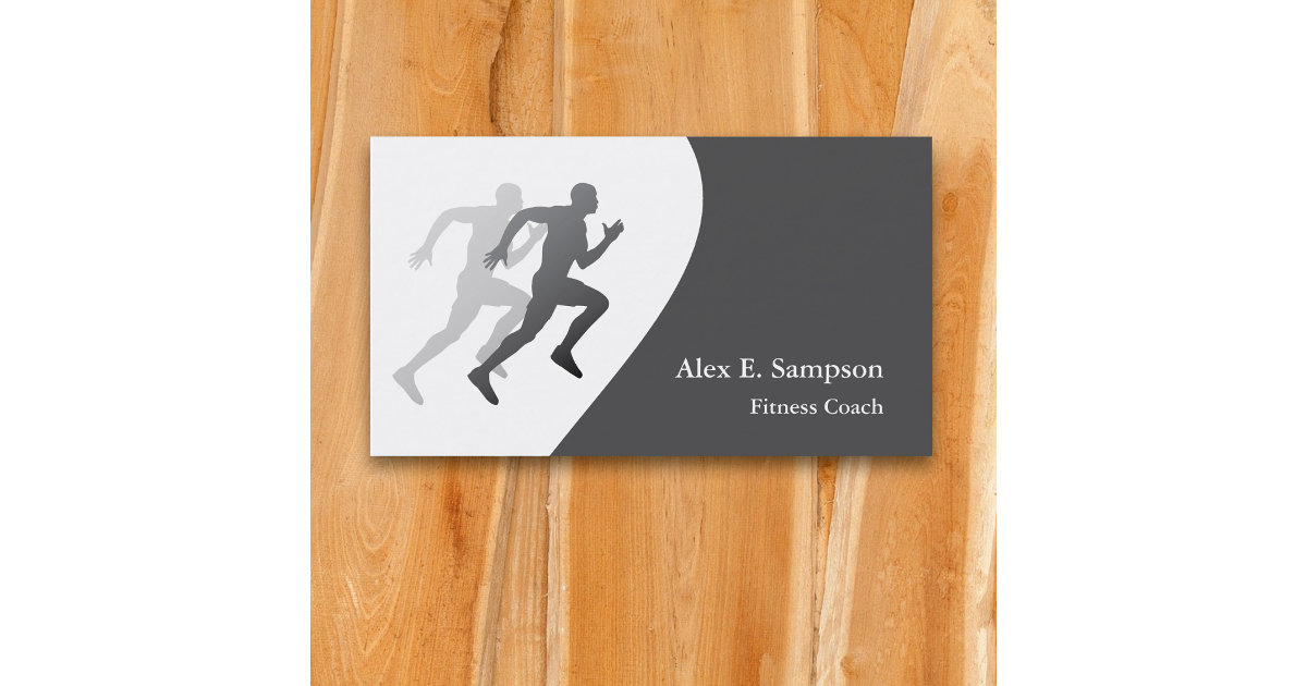 Gray Runner Fitness Coach Business Template Business Card | Zazzle