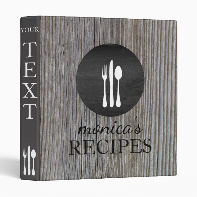 Gray Rustic Wood Recipe Cooking Vintage 3 Ring Binder | Zazzle