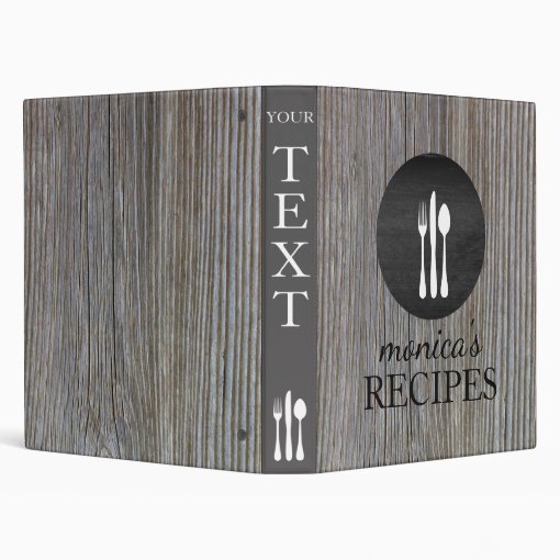 Gray Rustic Wood Recipe Cooking Vintage 3 Ring Binder | Zazzle