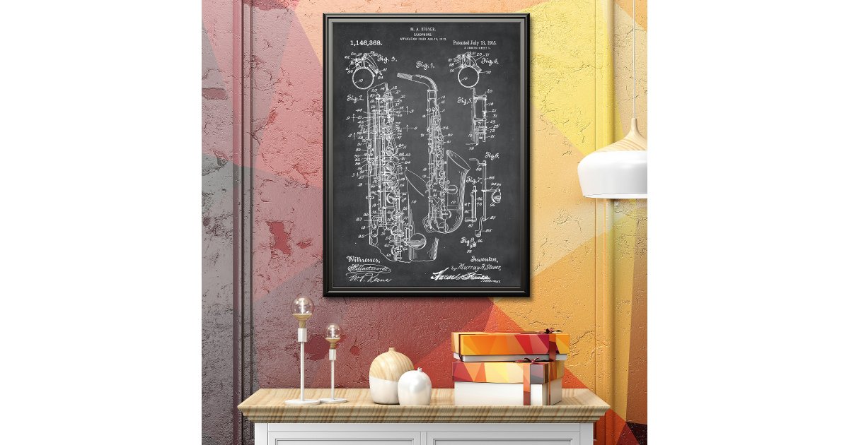 Gray | Saxophone Patent Poster | Zazzle