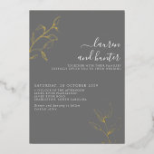 Gray Script Gold Botanical Wedding Foil Invitation | Zazzle