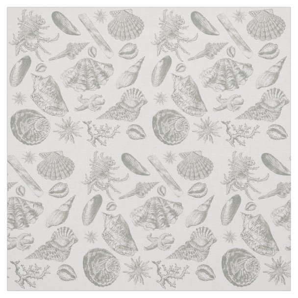 Coastal Decor Seashell Pattern Fabric | Zazzle