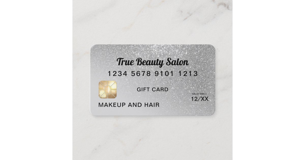 Gray Silver Glitter Credit Card Gift Certificate | Zazzle