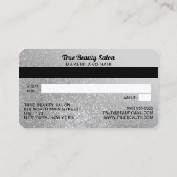 Gray Silver Glitter Credit Card Gift Certificate | Zazzle