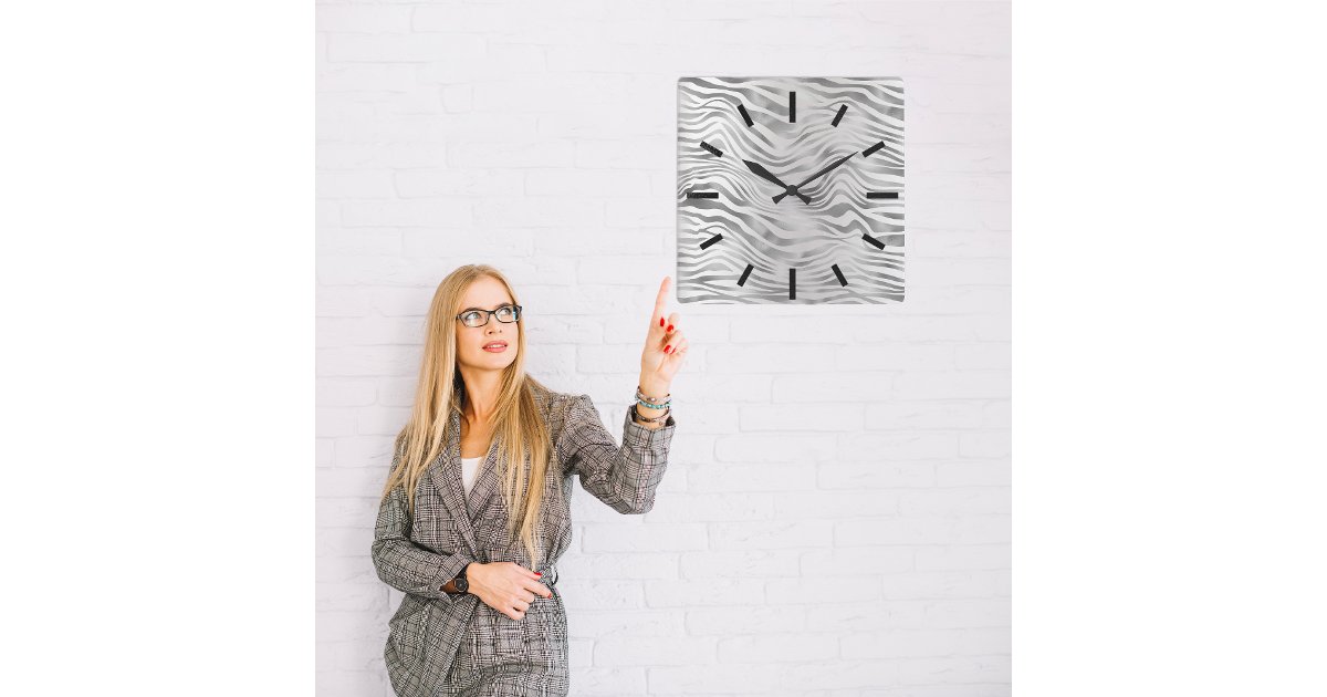 Gray Silver Graphite Animal Skin Black Abstract Square Wall Clock | Zazzle