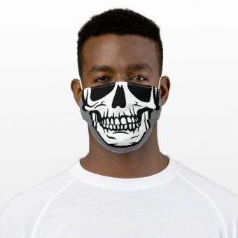 GRAY SKULL ADULT CLOTH FACE MASK | Zazzle