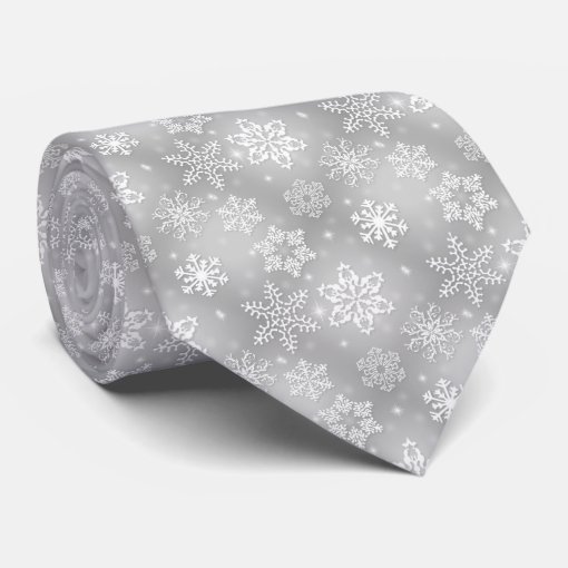 Gray snowflake pattern Holiday tie | Zazzle