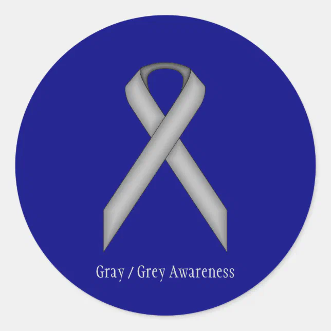 Gray Standard Ribbon by Kenneth Yoncich Classic Round Sticker | Zazzle