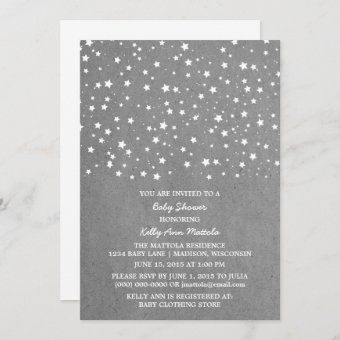 Gray Starry Night Baby Shower Invite | Zazzle