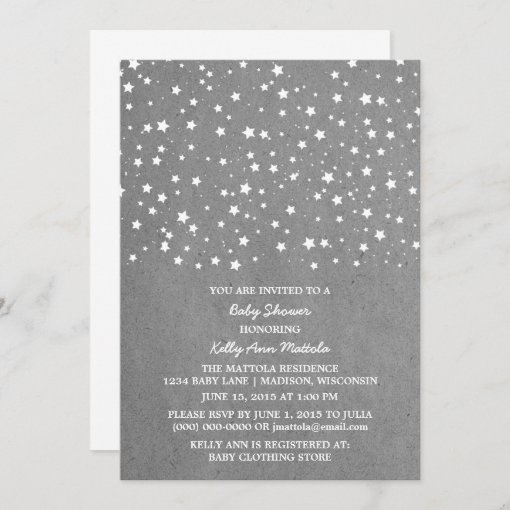 Gray Starry Night Baby Shower Invite | Zazzle