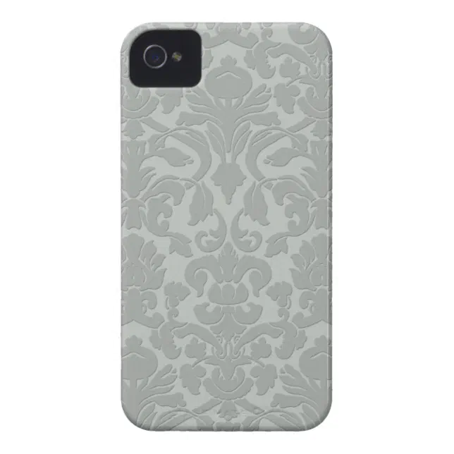 Gray Subtle Embossed Style Damask Iphone 4/4S Case | Zazzle