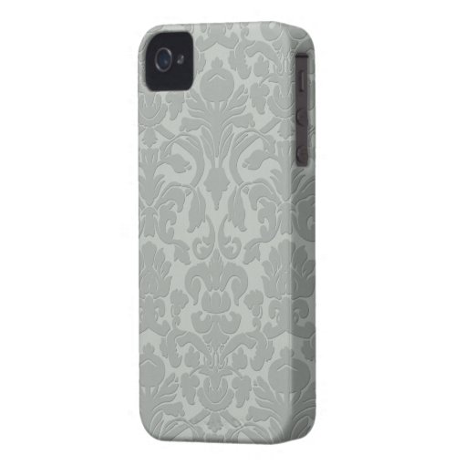 Gray Subtle Embossed Style Damask Iphone 4/4S Case | Zazzle