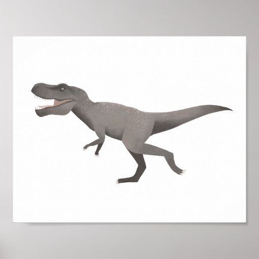 Gray T Rex Dinosaur Kids Room Poster | Zazzle