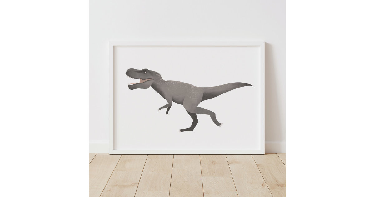 Gray T Rex Dinosaur Kids Room Poster | Zazzle