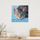 Gray Tan Tabby Cat Portrait Poster | Zazzle