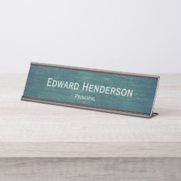 Gray Text on Chalkboard Desk Name Plate | Zazzle