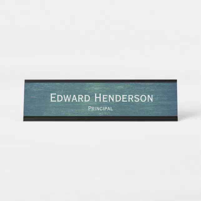 Gray Text on Chalkboard Desk Name Plate | Zazzle
