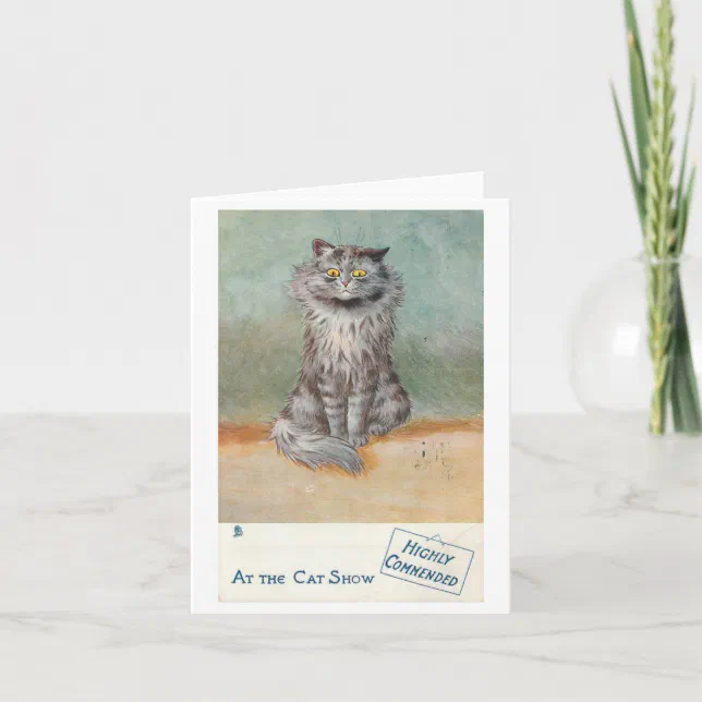 Gray @ the Cat Show II by Louis Wain Card | Zazzle
