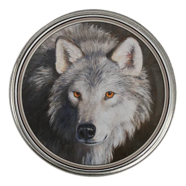 Gray Timber Wolf Face Golf Ball Marker | Zazzle