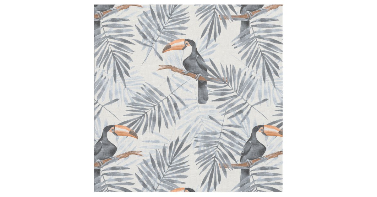 Gray Toucan Fabric | Zazzle