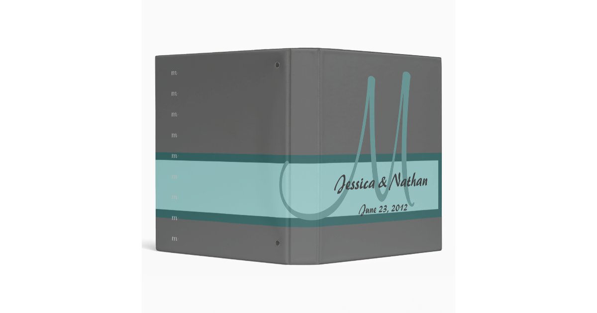 GRAY & TURQUOISE Customizable Wedding Binder | Zazzle