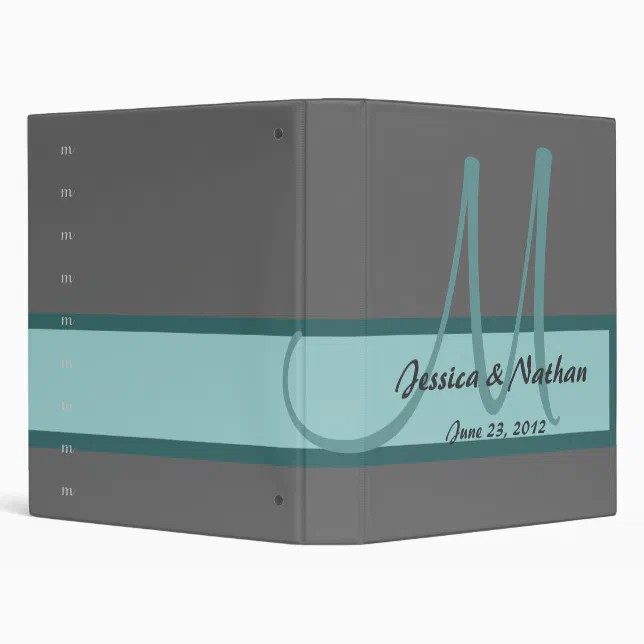 GRAY & TURQUOISE Customizable Wedding Binder | Zazzle