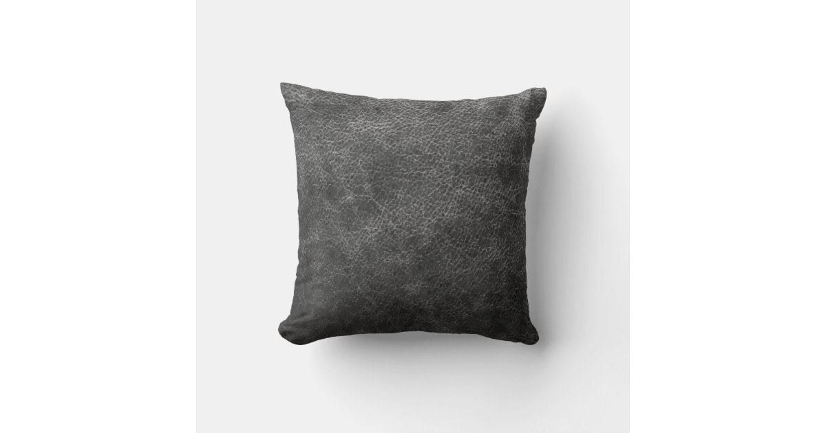 Gray vintage leather texture throw pillow | Zazzle