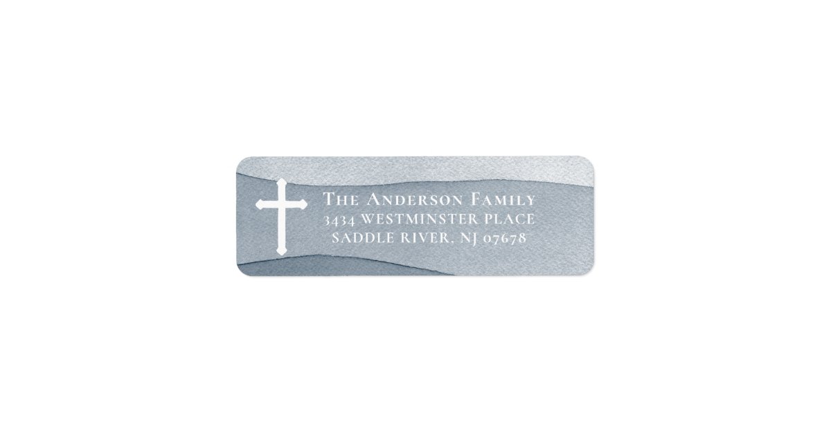 Gray Watercolor & Cross Religious Return Address Label | Zazzle