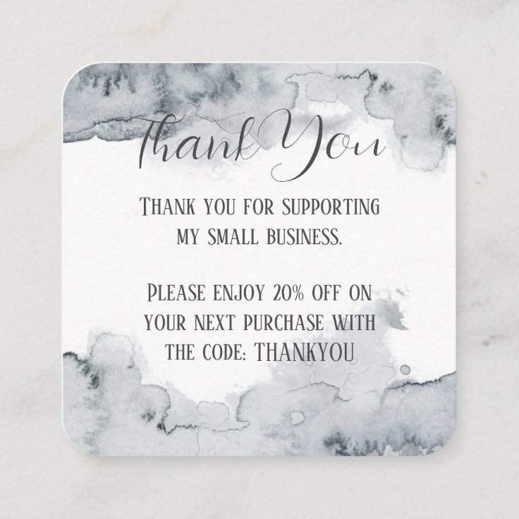 Gray Watercolor Thank You Card | Zazzle