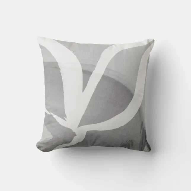 Gray & White Artistic Abstract Winged Design Throw Pillow | Zazzle