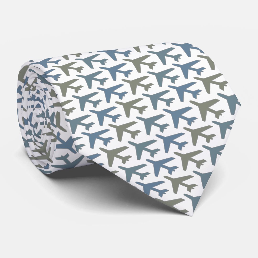 Gray White Captain Airplane Tie | Zazzle