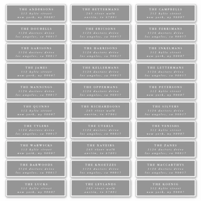 Gray White individual guest wedding address labels | Zazzle