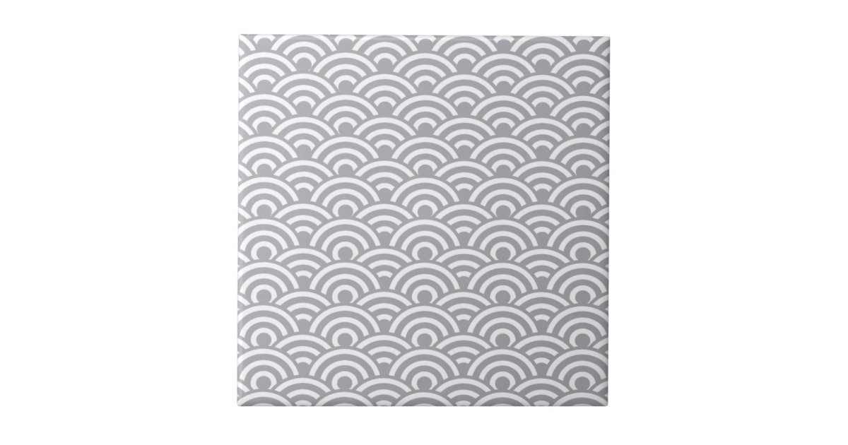 Gray White Japanese Wave Pattern Tile | Zazzle