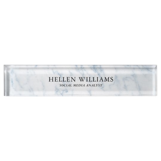 Gray & White Marble Stone Desk Name Plate | Zazzle.com