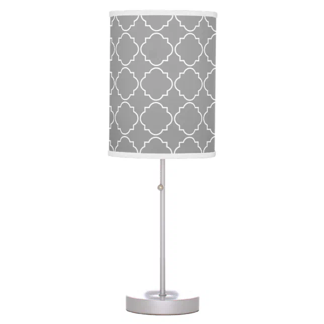Gray white moroccan lattice pattern table lamp | Zazzle