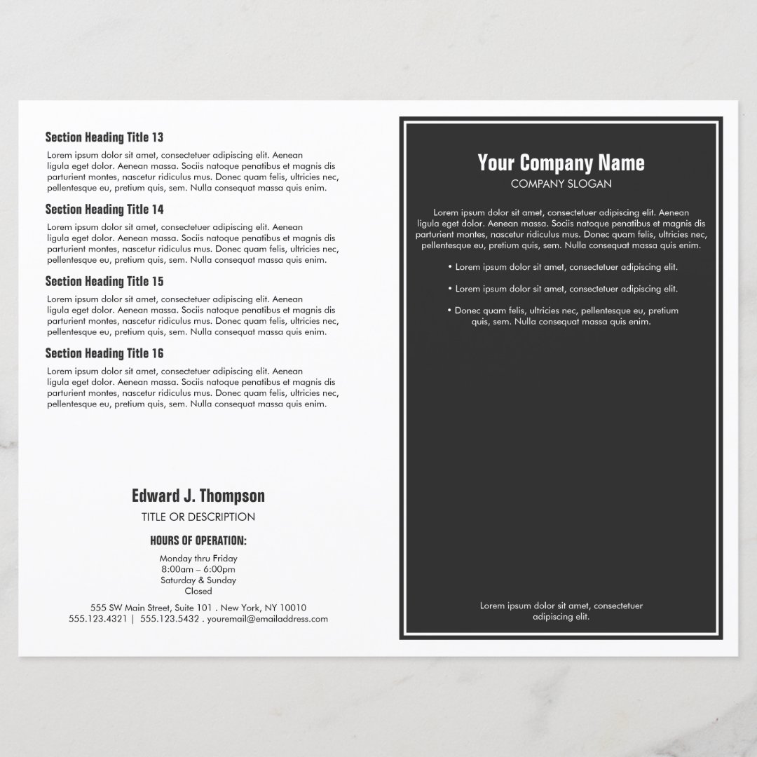 Gray White Simple Border Brochure | Zazzle
