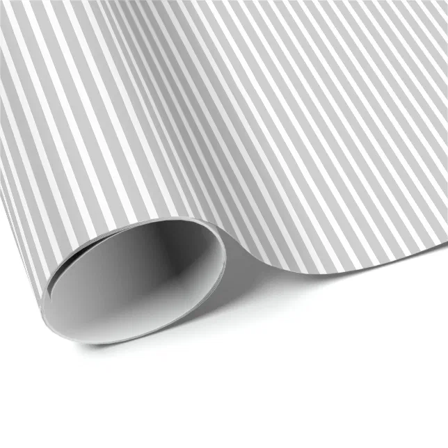Gray White Stripes Grey Line Patterns Cute Holiday Wrapping Paper | Zazzle