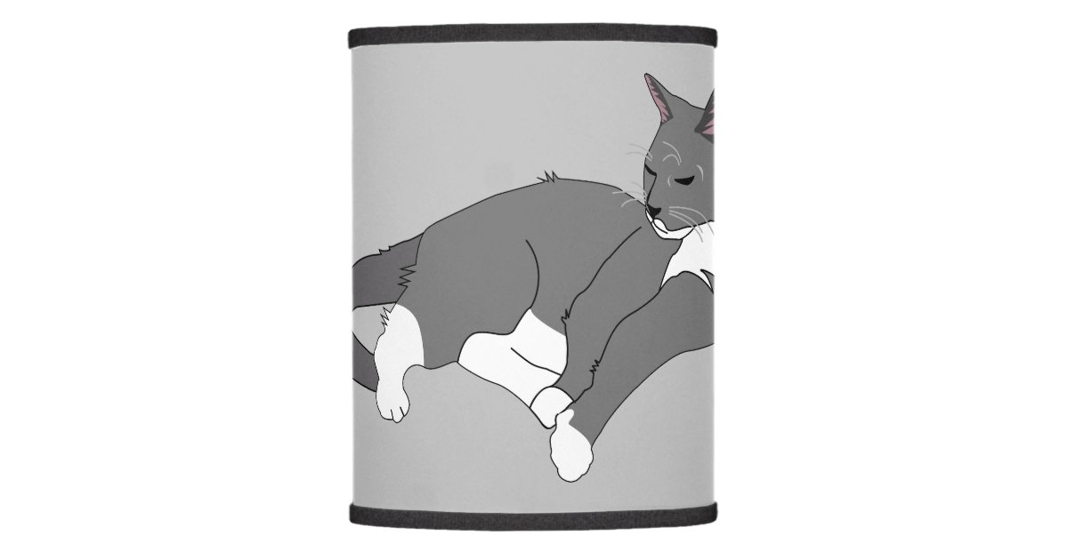Gray & White Tuxedo Cat Lamp Shade | Zazzle