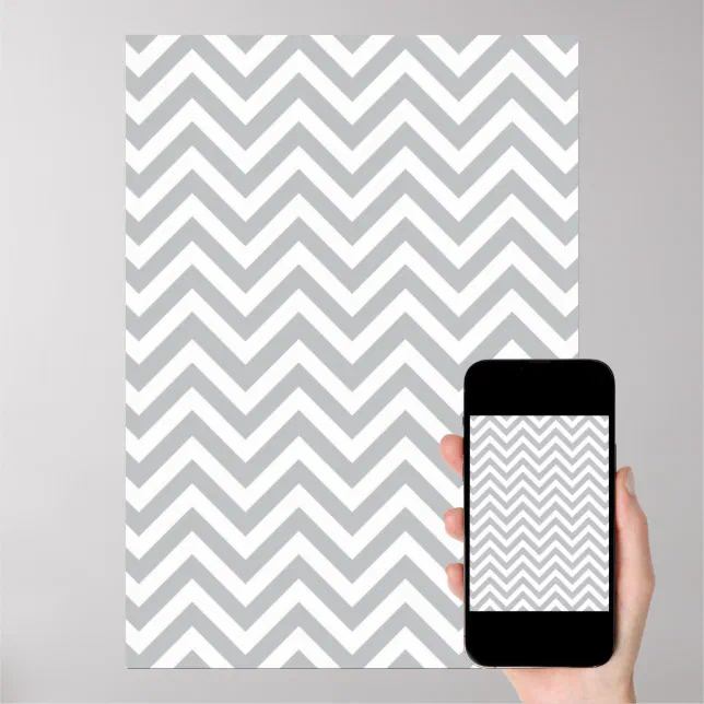 Gray & White Zig Zags Poster | Zazzle