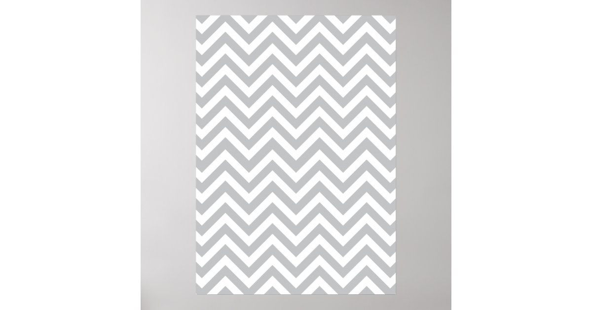 Gray & White Zig Zags Poster | Zazzle