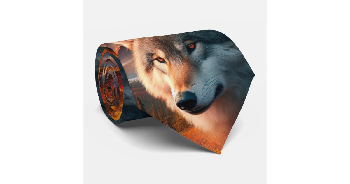 Gray Wolf at Sunset Men's' Neck Tie | Zazzle
