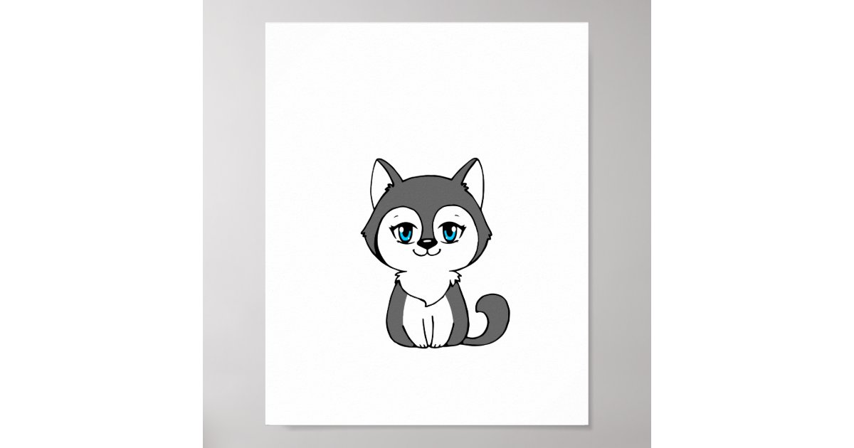 Gray Wolf Chibi-Style Poster | Zazzle
