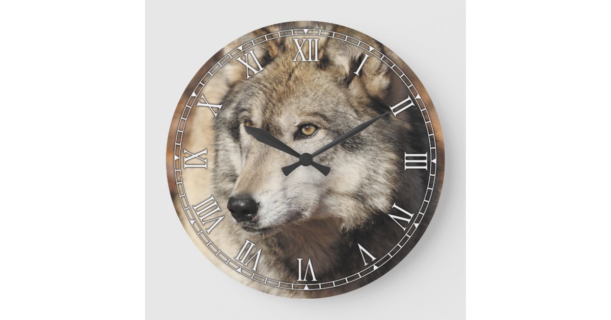 Gray Wolf Decorative Wall Clock | Zazzle