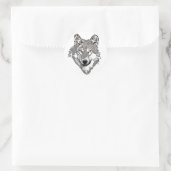 Gray Wolf Design Classic Round Sticker | Zazzle