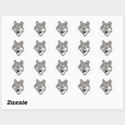 Gray Wolf Design Classic Round Sticker | Zazzle