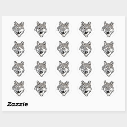 Gray Wolf Design Classic Round Sticker | Zazzle